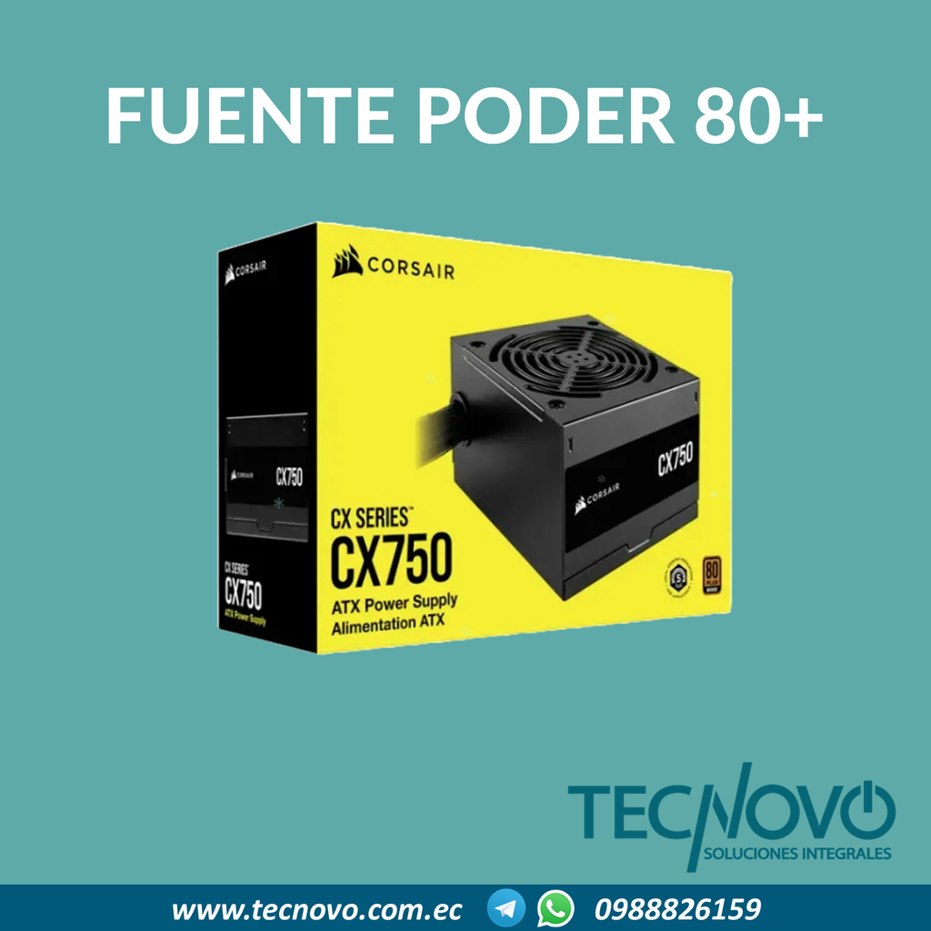 Fuente de poder CORSAIR CX750 ATX 750W 80 Plus bronce | TECNOVO SOLUCIONES INTEGRALES
